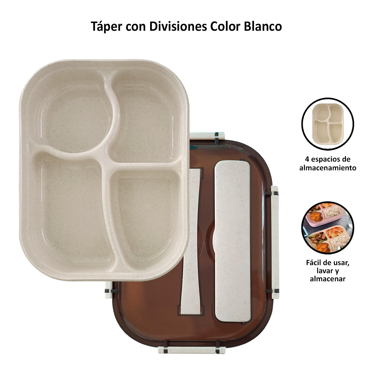 Taper Lonchera Con Divisiones Diseño Bambu